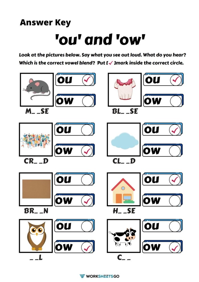 OW And OU Worksheets WorksheetsGO