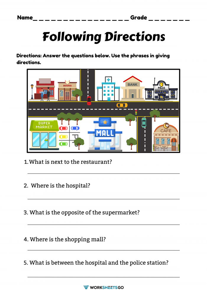 Following Directions Worksheets WorksheetsGO Following Directions Worksheets WorksheetsGO