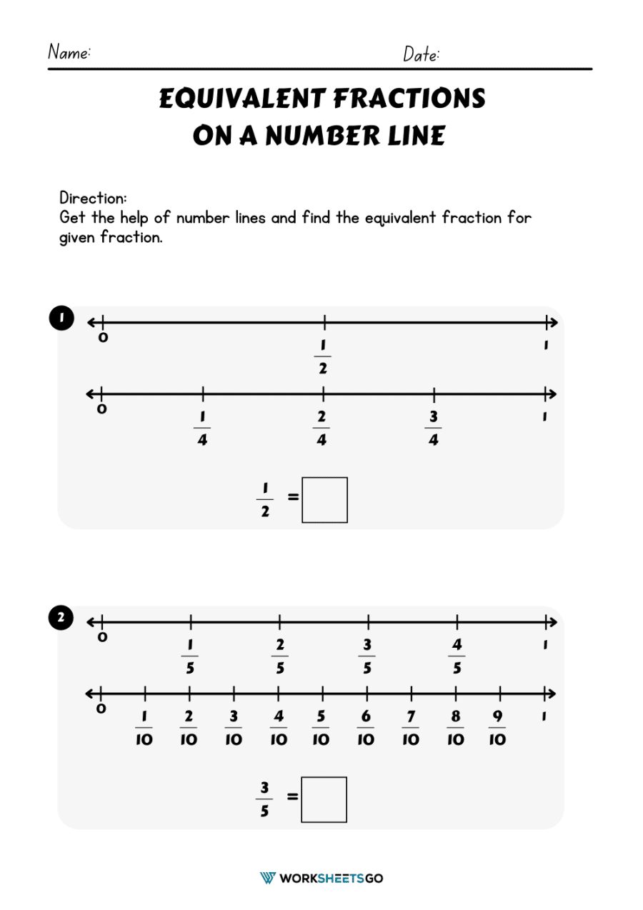 Equivalent Fractions On A Number Line Worksheets WorksheetsGO