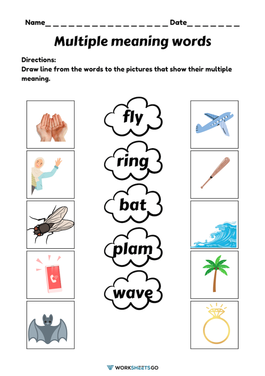 Multiple Meaning Words Worksheets Multiple Meaning Words Wor