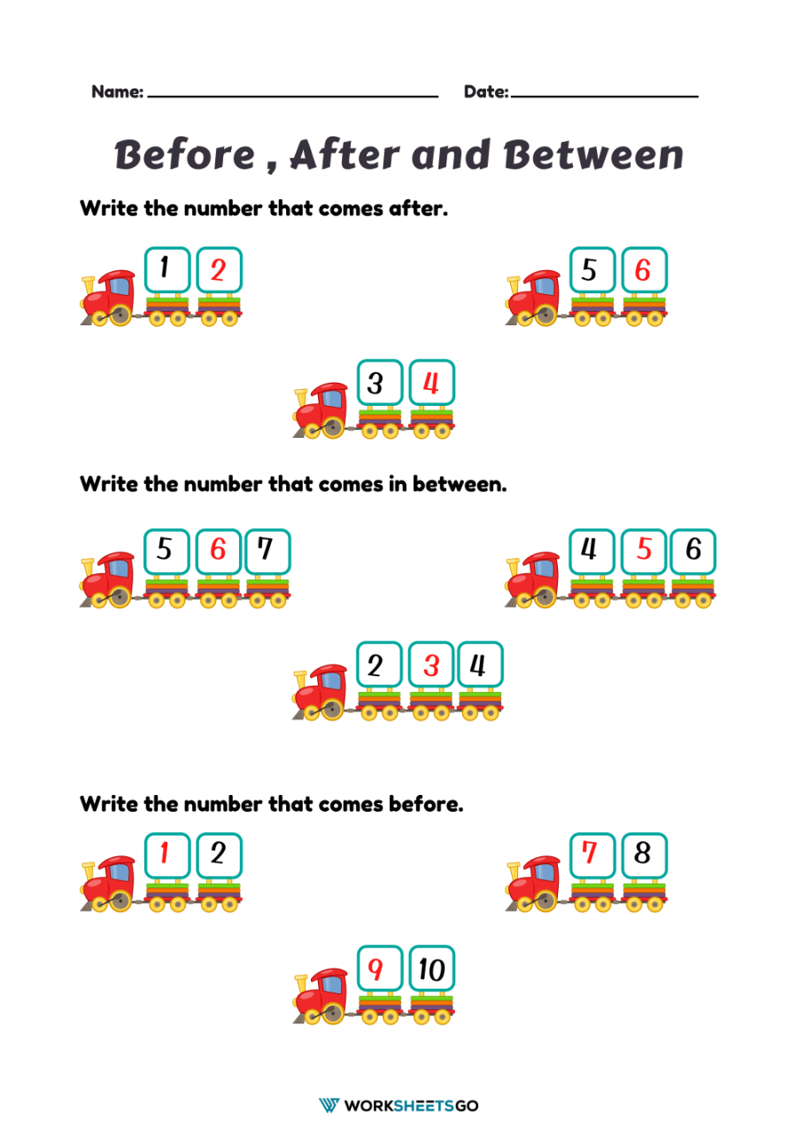 Numbers Before After And Between Worksheets WorksheetsGO
