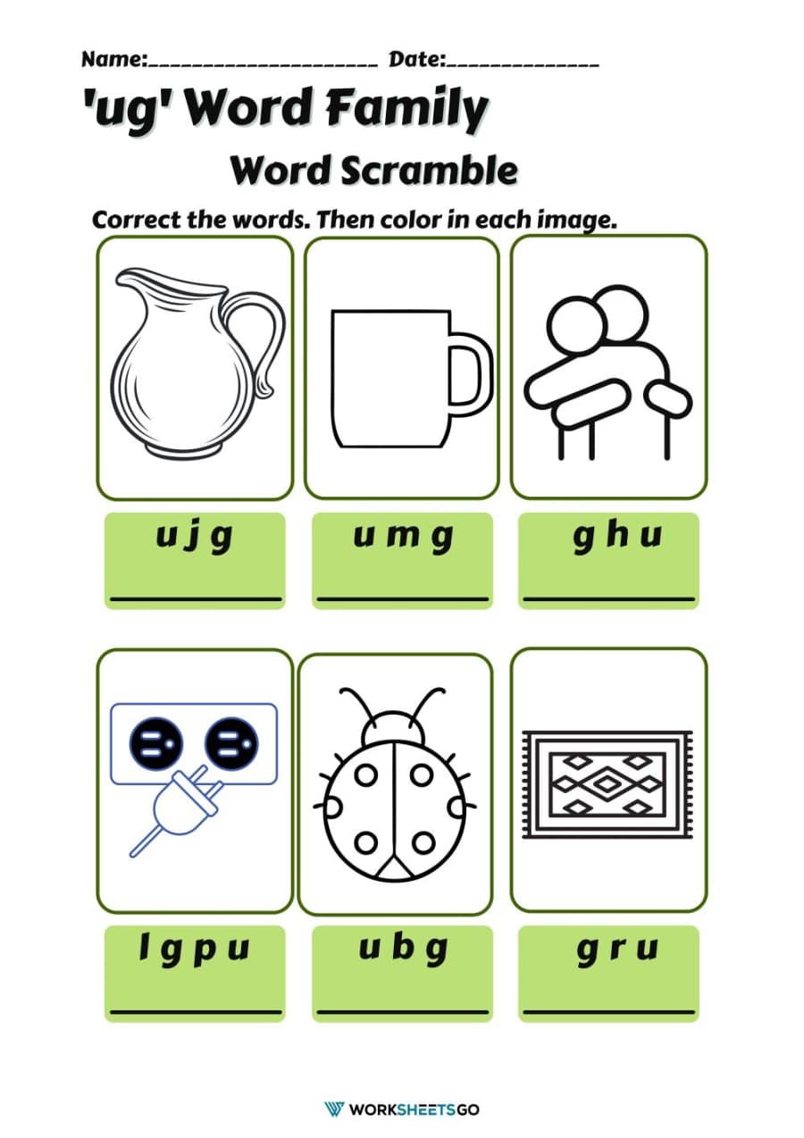 UG Word Family Worksheets WorksheetsGO